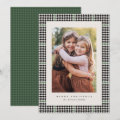Houndstooth frame green black one photo classic holiday card | Zazzle
