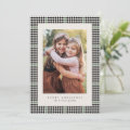 Houndstooth frame green black one photo classic holiday card | Zazzle