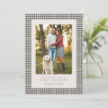 Houndstooth frame green check three photo holiday card | Zazzle