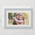 Houndstooth frame light blue three photo Christmas Holiday Card | Zazzle