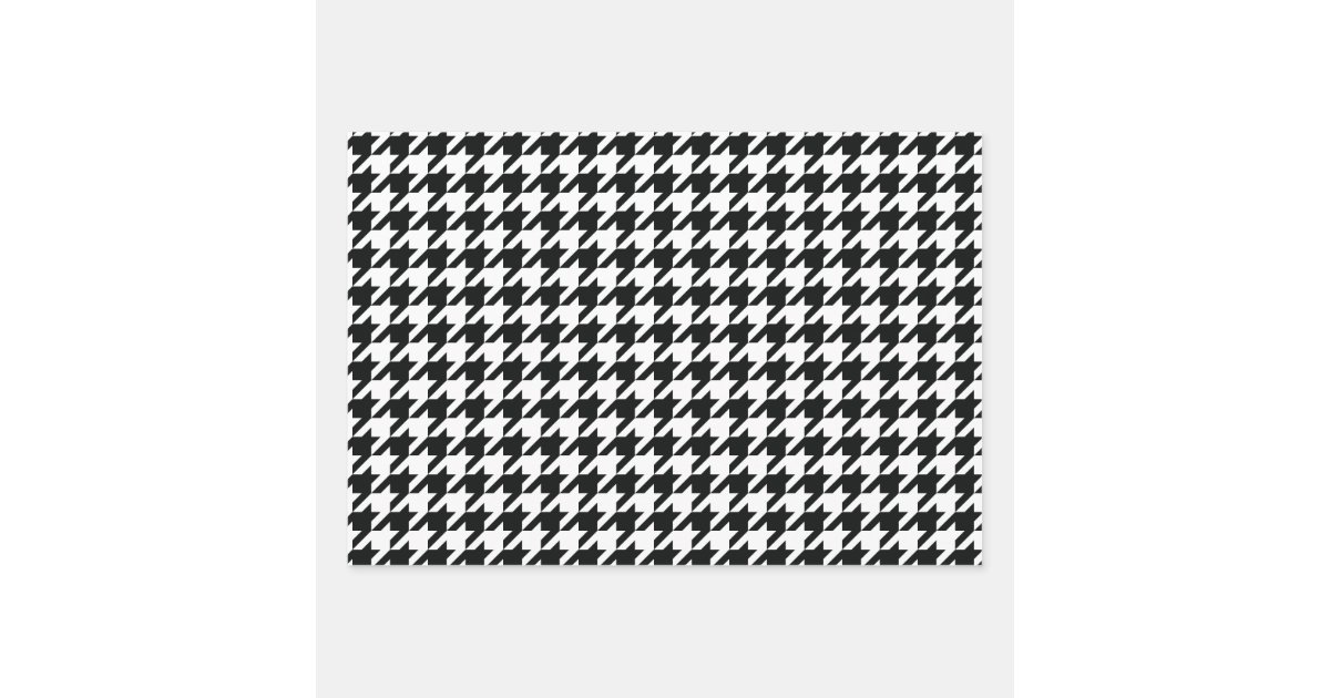 Houndstooth Pattern Black White Wrapping Paper Sheets | Zazzle