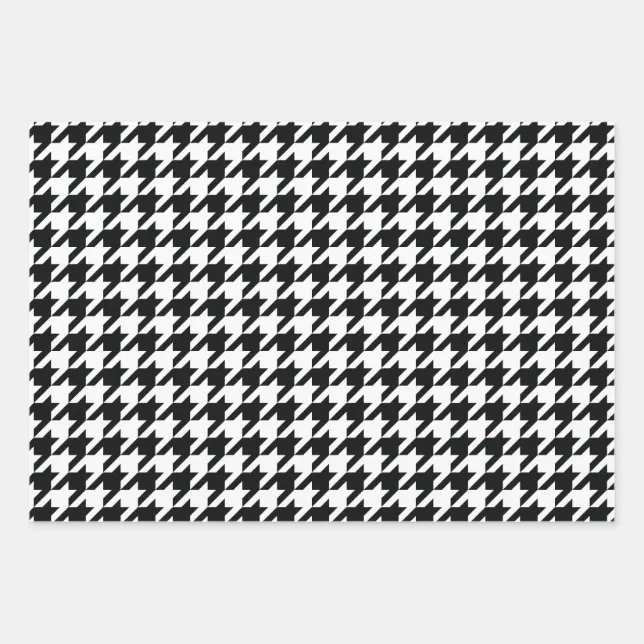 Houndstooth Pattern Black White Wrapping Paper Sheets | Zazzle