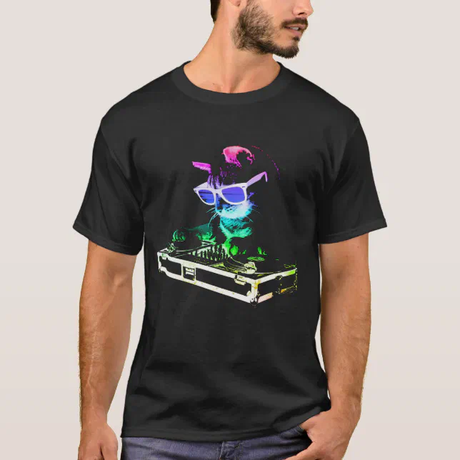 HOUSE CAT (Rainbow DJ Kitty) T-Shirt | Zazzle