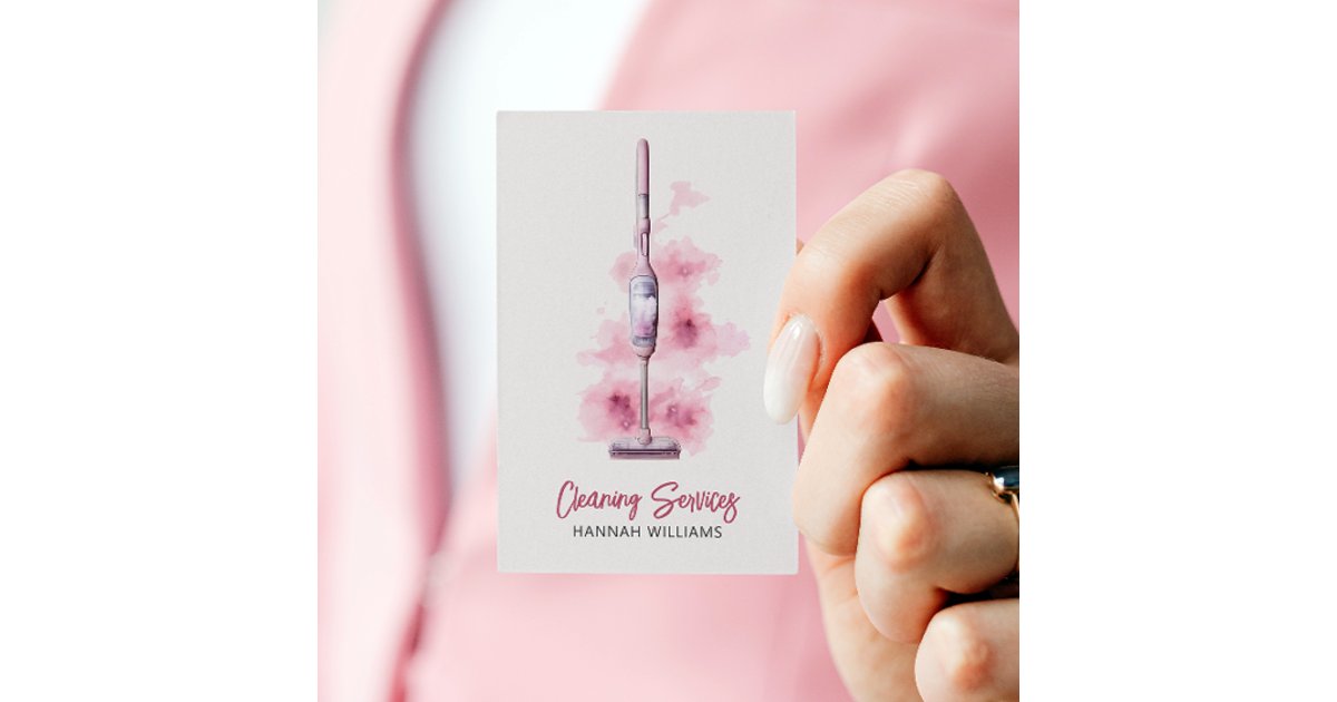 House Cleaning Blush Pink Vacuum Cleaner QR Code Business Card | Zazzle