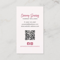 House Cleaning Blush Pink Vacuum Cleaner QR Code Business Card | Zazzle