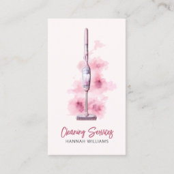 House Cleaning Blush Pink Vacuum Cleaner QR Code Business Card | Zazzle