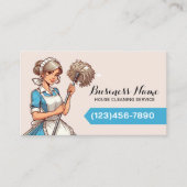 House Cleaning Cartoon Pretty Woman Maid Service Business Card | Zazzle