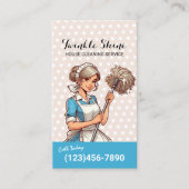 House Cleaning Cute Girl Maid Service Polka Dots Business Card | Zazzle