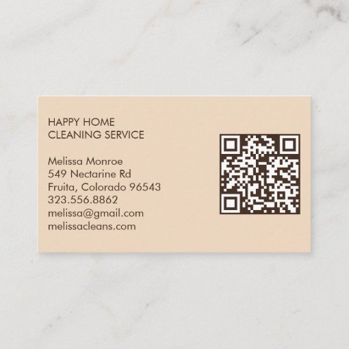 House Cleaning Cute Livingroom Art Custom QR Code Business Card | Zazzle