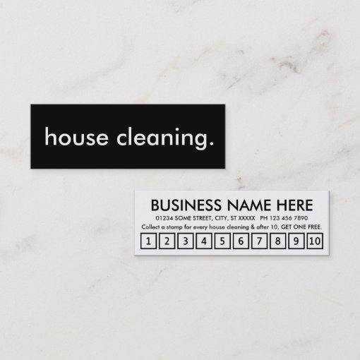 house cleaning. loyalty punch card | Zazzle
