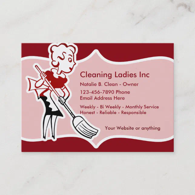 House Cleaning Maid Double Side Business Cards | Zazzle