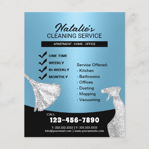 House Cleaning Maid Service Modern Light Blue Flyer | Zazzle
