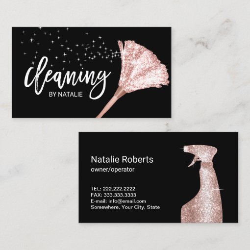 House Cleaning Maid Service Rose Gold Duster Business Card | Zazzle