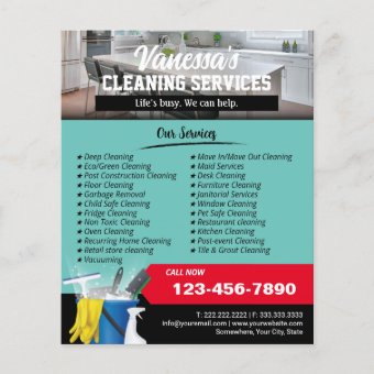 House Cleaning Maid Service Teal Photo Flyer | Zazzle