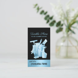 House Cleaning Modern Blue Housekeeping Business Card | Zazzle