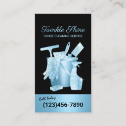 House Cleaning Modern Blue Housekeeping Business Card | Zazzle