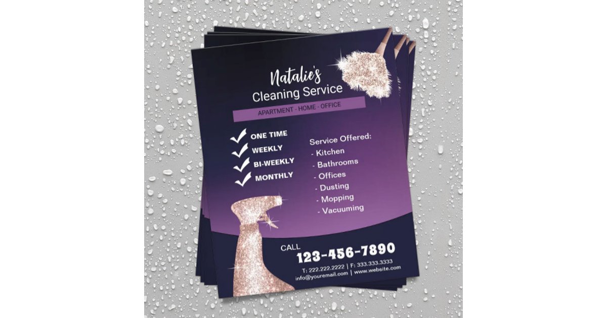 House Cleaning Modern Purple Maid Service Flyer | Zazzle