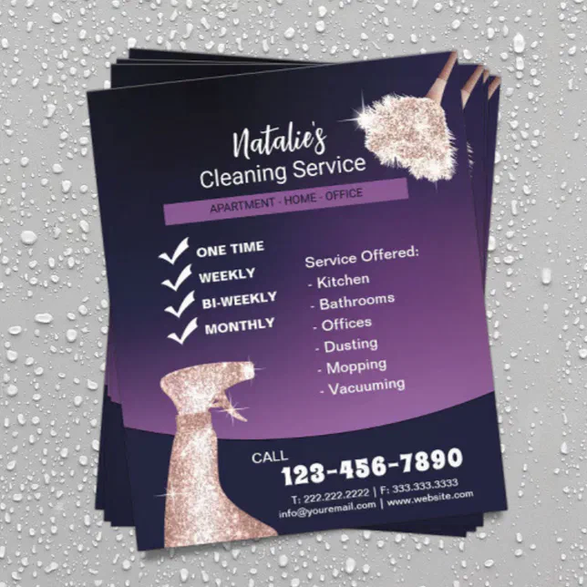 House Cleaning Modern Purple Maid Service Flyer | Zazzle