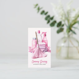 House Cleaning Pink Cleaning Logo QR Code Business Card | Zazzle