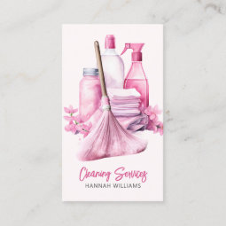 House Cleaning Pink Cleaning Logo QR Code Business Card | Zazzle