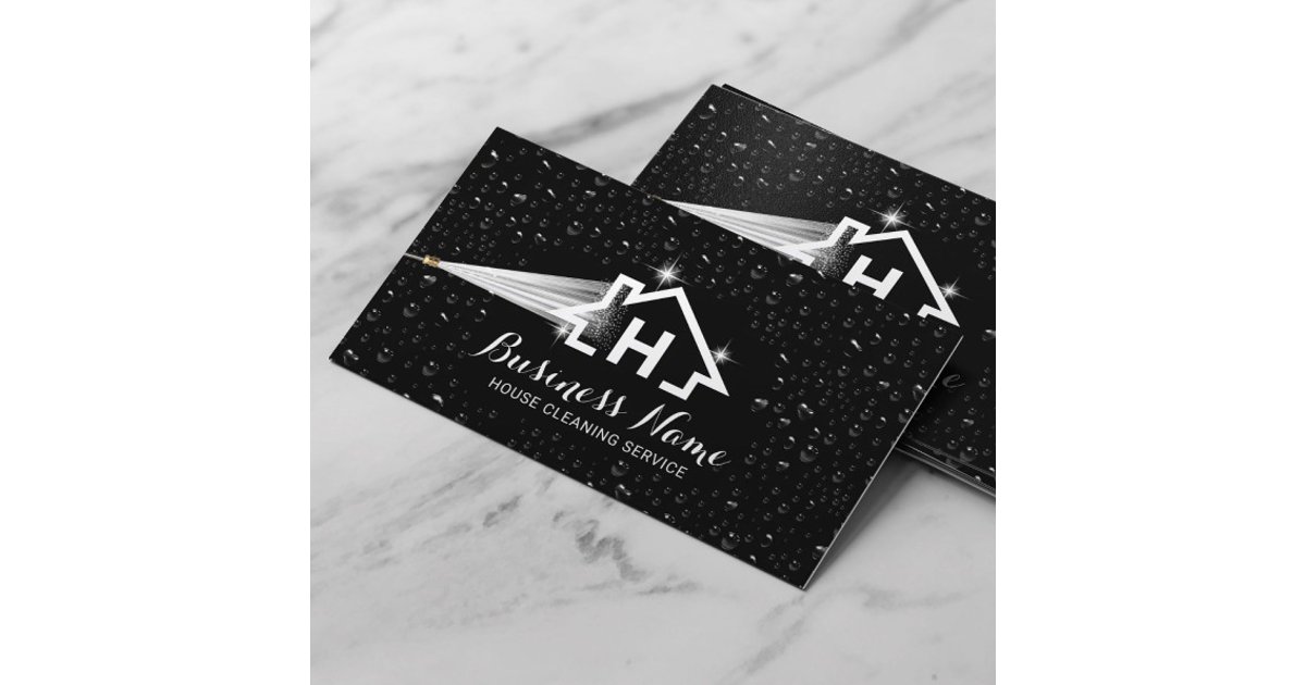 House Cleaning Pressure Washing Monogram Black Business Card | Zazzle