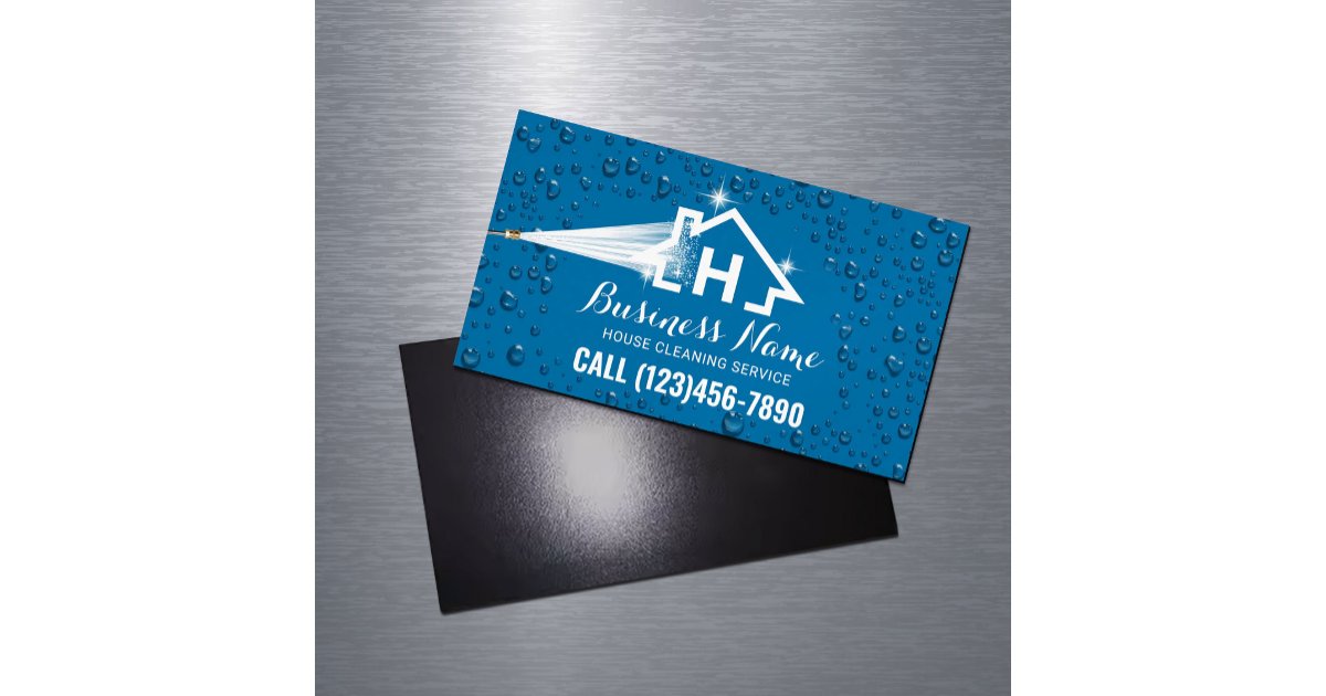 House Cleaning Pressure Washing Monogram Logo Business Card Magnet | Zazzle