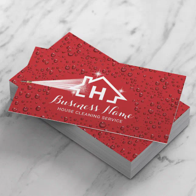 House Cleaning Pressure Washing Monogram Logo Red Business Card | Zazzle