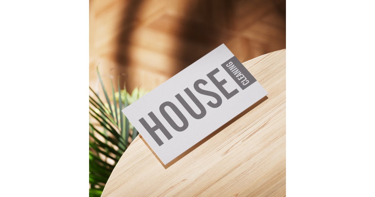 House Cleaning Service Grey Bold Lettering Business Card | Zazzle