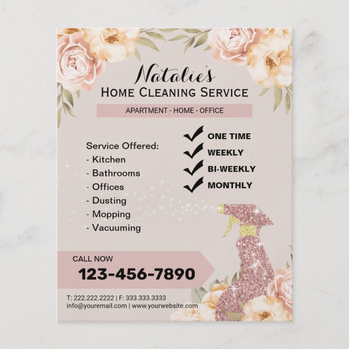 House Cleaning Service Modern Floral Housekeeping Flyer | Zazzle.com