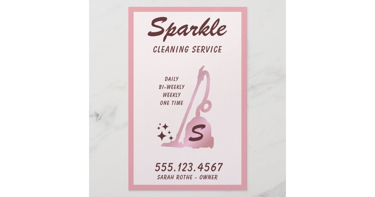 House Cleaning Service Rose Gold Vacuum Cleaner Flyer | Zazzle