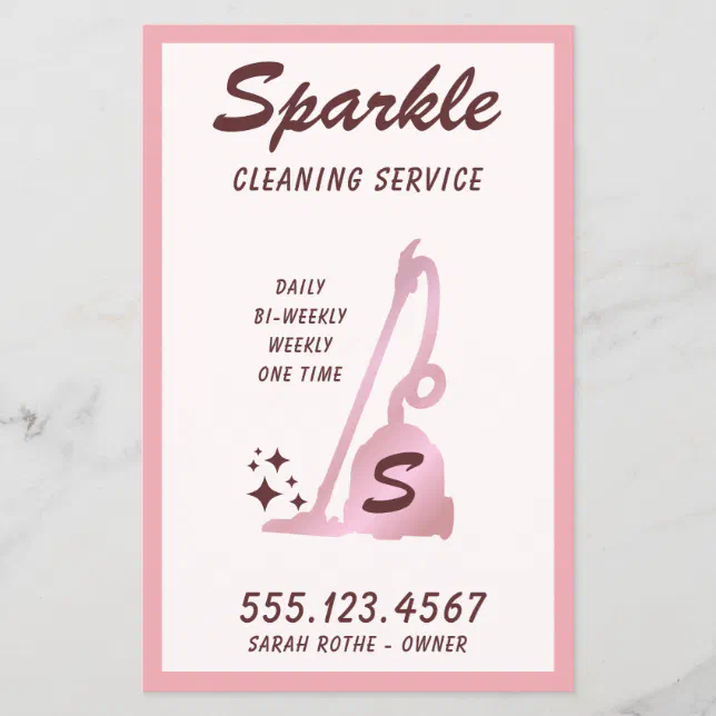 House Cleaning Service Rose Gold Vacuum Cleaner Flyer | Zazzle