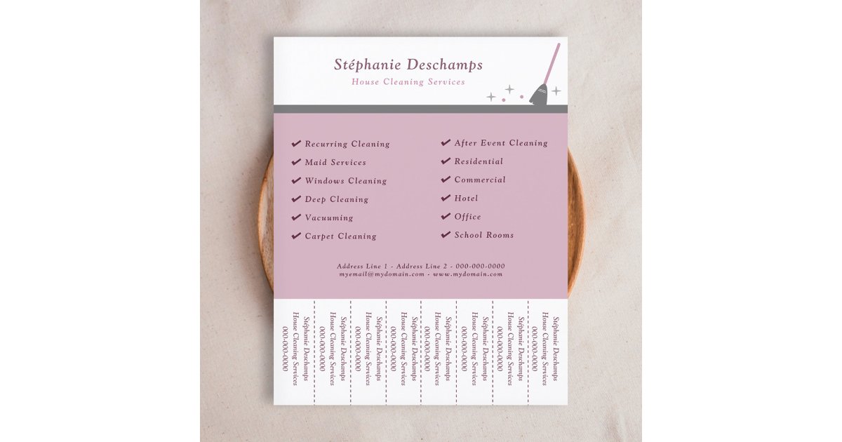 House Cleaning Service Tear Off Strips Flyer | Zazzle