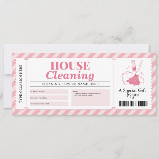 House Cleaning Services Gift Certificate Voucher Invitation | Zazzle