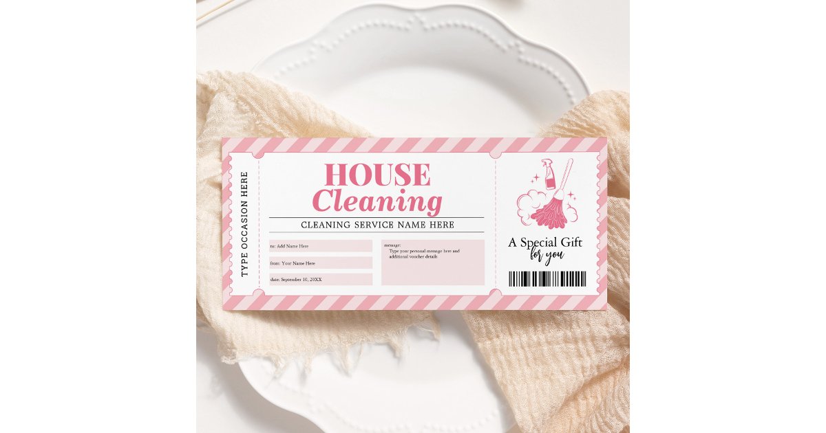 House Cleaning Services Gift Certificate Voucher Invitation | Zazzle