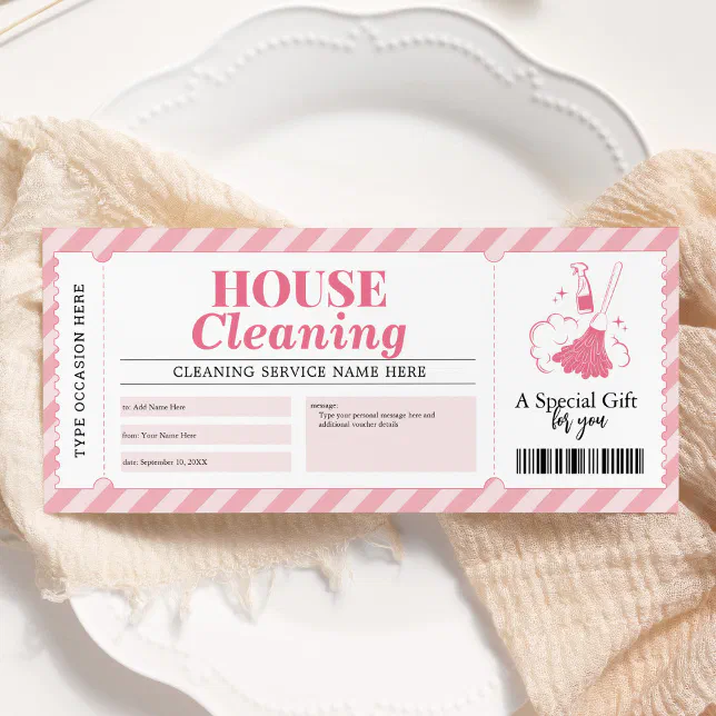 House Cleaning Services Gift Certificate Voucher Invitation | Zazzle