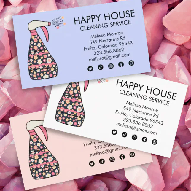 House Cleaning Services Janitor Daisy Spray Bottle Business Card | Zazzle