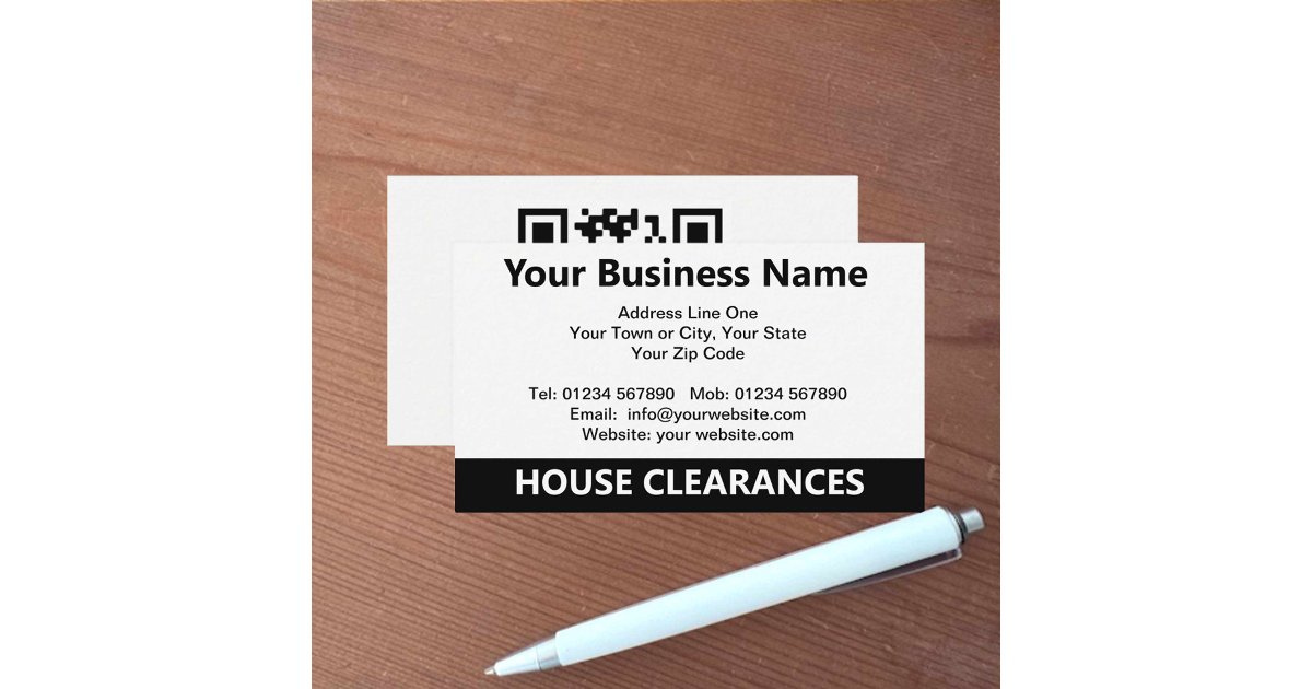 House Clearances QR Code Business Card | Zazzle