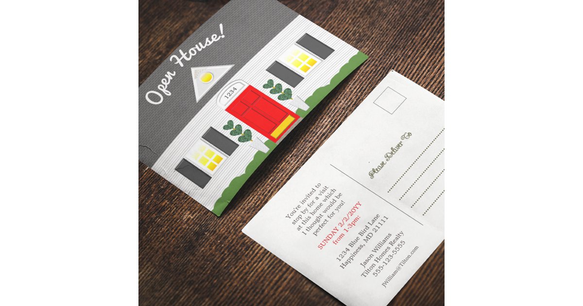 House Facade Realtor Open House Postcard | Zazzle