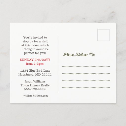 House Facade Realtor Open House Postcard | Zazzle