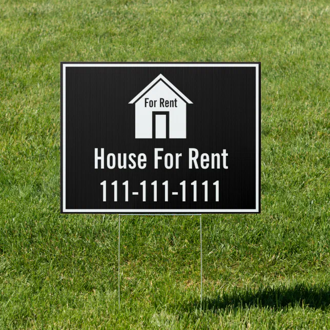 House For Rent Black and White Text Template Sign | Zazzle