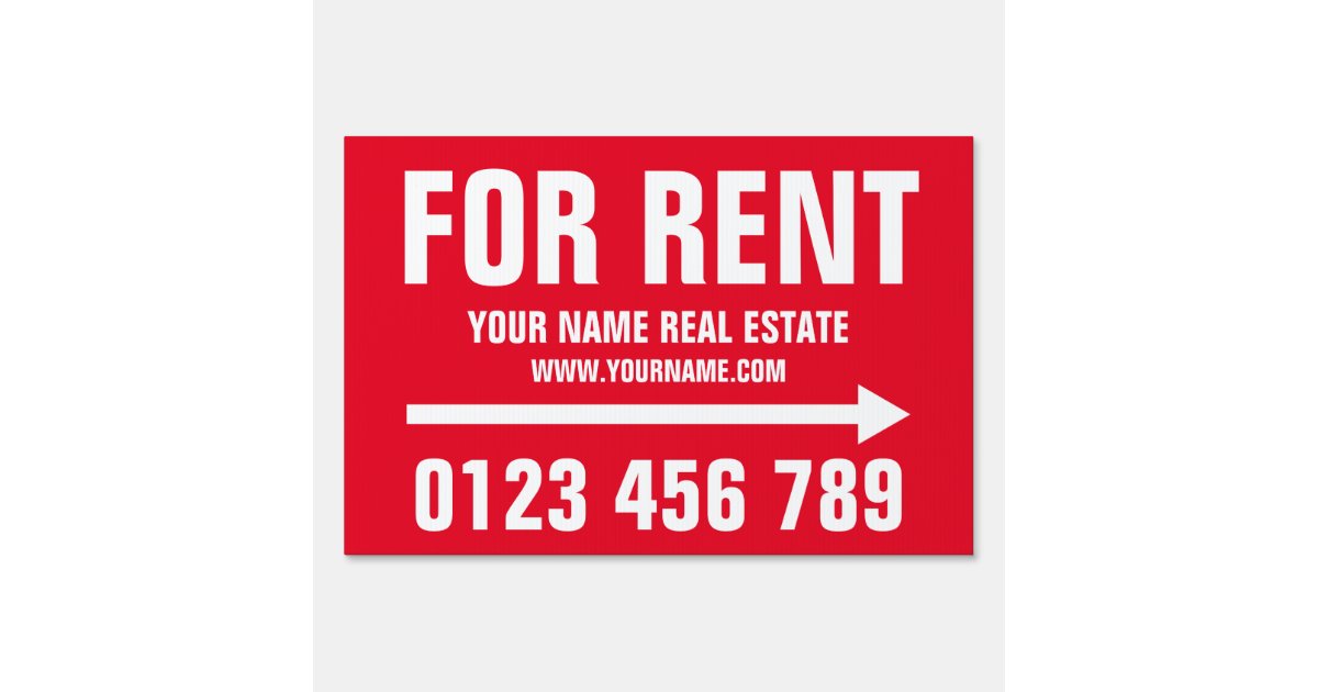 House for rent real estate yard sign with arrow | Zazzle