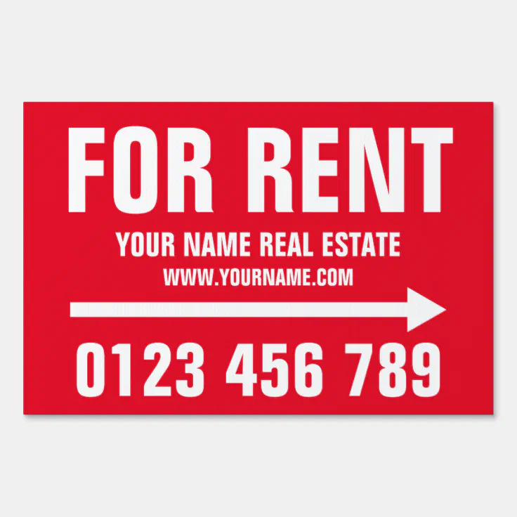 House for rent real estate yard sign with arrow | Zazzle