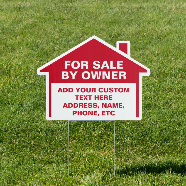 House For Sale By Owner Custom Red Yard Sign | Zazzle