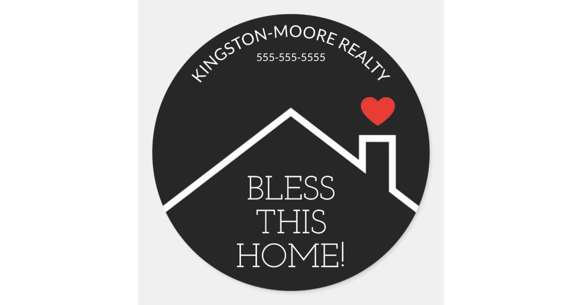 House Heart Custom Realtor Business Classic Round Sticker | Zazzle