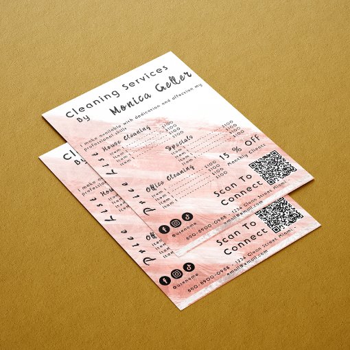 House Keeping Maid Price Rose Gold Blush Qr Code Invitation | Zazzle