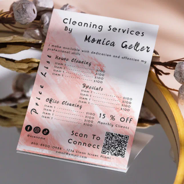 House Keeping Maid Price Rose Gold Blush Qr Code Invitation | Zazzle