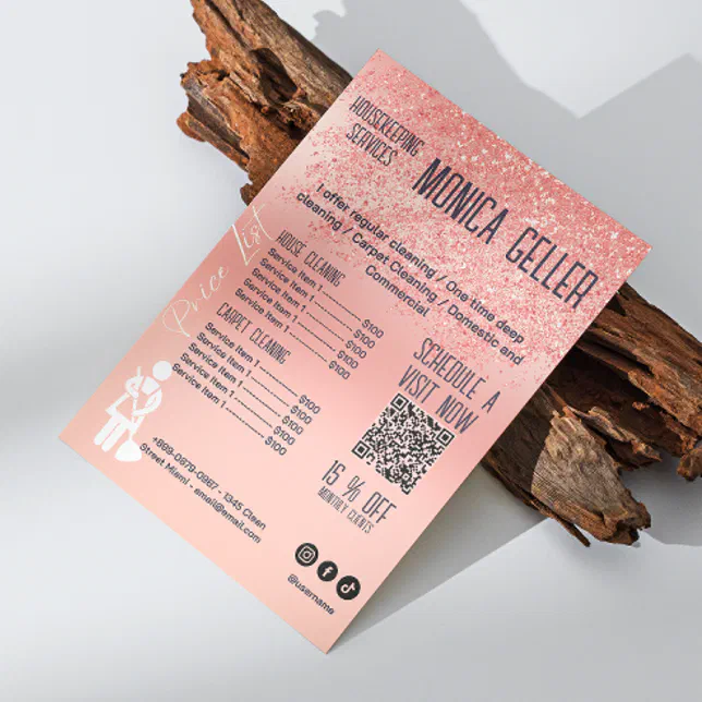 House Keeping Maid Price Rose Gold Blush Qr Code Invitation | Zazzle