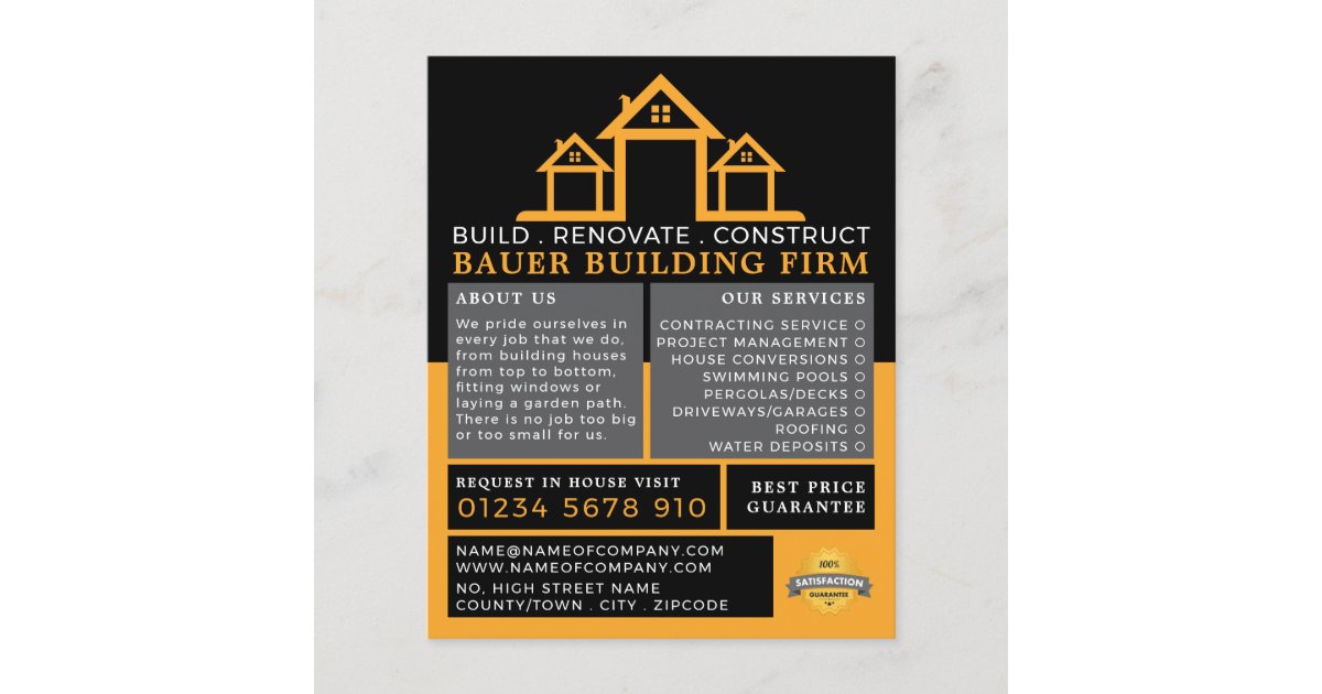 House Logo, Building Firm, Builders Advertising Flyer | Zazzle