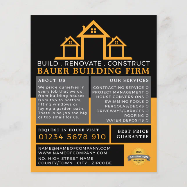 House Logo, Building Firm, Builders Advertising Flyer | Zazzle