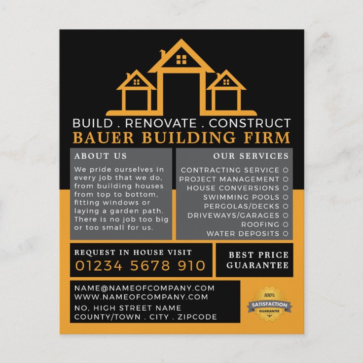 House Logo, Building Firm, Builders Advertising Flyer | Zazzle